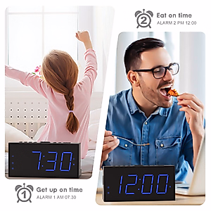 Digital Alarm Clock for Bedroom, Loud Digital Clock with Dual Alarms, 7.5" Dimmable Large Display, USB Charger,Battery Backup,12/24/DST, Electric Table Clock for Kid Heavy Sleeper Teen Boy Girl Senior
