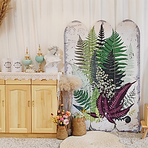 LANDCHY Black Forest Style Room Divider Screen Wood Privacy Screens Fern Leaf Painting 3-Panel Foldable Portable Room Separating Divider Partitions and Dividers Freestanding Home Decor 71'' Tall