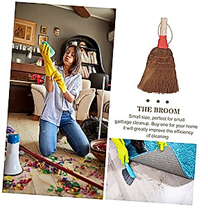 Healeved Small Cleaning Broom Duster Cleaning Brooms Desk Cleaning Broom Cleaning Accessory Household Palm Broom Cleaning Supplies Broom for Home Palm Fiber Broom Garden Hand Fork Brown