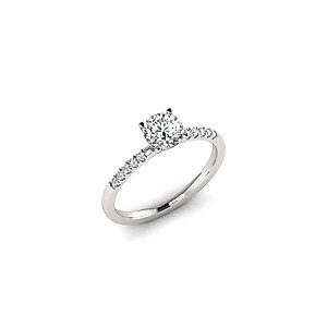 1.00 Carat TW Women's Moissanite and Natural Diamonds Engagement Ring in 10k White Gold, Size 9