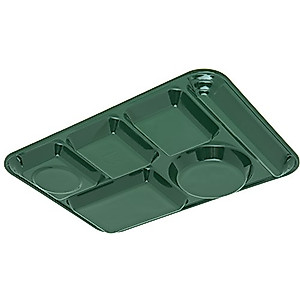 Carlisle FoodService Products Left-Hand Heavyweight 6-Compartment Melamine Tray 10" x 14" - Forest Green