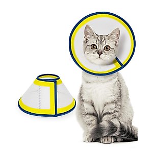 MIDOG Cat Cone, Protective Adjustable Pet Cone Collar for After Surgery, Soft Cat Recovery Collar to Stop Licking Wounds, Comfortable Lightweight E-Collar for Cat Kitten, Not Block Vision (Yellow, M)