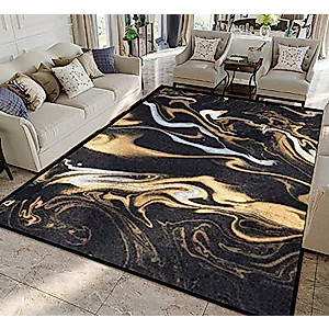 Marble Ink Paper Texture Black Silver Gold Rugs Soft Non-Slip Indoor Outdoor Living Room Bedroom Kids Room Modern Home Decor Carpet Mat Yoga Mat Runner Rugs