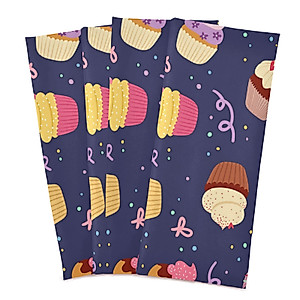 Bolaz Cute Little Cupcakes Kitchen Towel, Dish Towels Quick Drying Tea Towels Absorbent Hand Towels for Kitchen Sink Dinner Table 28 x 18 Inches, Set of 6