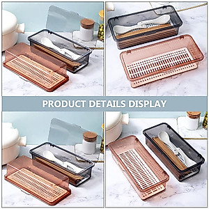 Cabilock 2Pcs Flatware Tray with Lid, Kitchen Cutlery Tray and Utensil Drawer Organizer, Silverware Countertop Storage Container with Cover Backflow Preventer