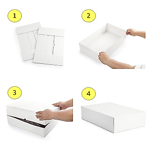 NATIVICO 10 Sturdy White Gift Boxes for Presents - Premium Gift Boxes with Lids - 4-inch Deep Robe Boxes and Shirt Boxes