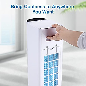 Evaporative Air Cooler, Indoor Oscillating Swamp Cooler Fan with Remote, 3 Mode / 3 Speeds Air Cooler, Bladeless 43in Air Conditioner Fan for Bed Room, Office, 3L Water Tank, 12H Timer, 2 Ice Boxes