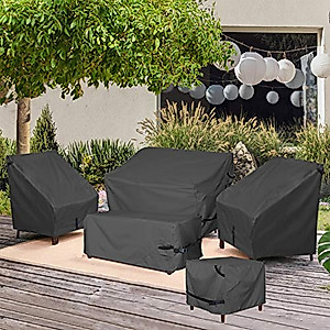 Porch Shield Patio Ottoman Cover - Waterproof Outdoor Square Side Table Covers – 22L x 22W x 18H inch, Black