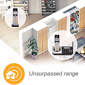 AT&T CL83507 DECT 6.0 5-Handset Cordless Phone for Home with Dual Keypad Base, Answering Machine, Call Blocking, Caller ID Announcer, Intercom and Long Range, Silver/Black