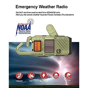 Rechargeable Emergency Radios Walkie Talkies for Adults with FM/NOAA, Weather Alerts, LED Flashlight, and Solar Hand Crank - Long Range 2 Way Radios with USB Charging and SOS Alarm