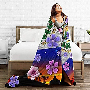 Fleece Blanket El Salvador Flag Plush Throw Fuzzy Super Soft Reversible Microfiber Flannel Blankets 80"x60"