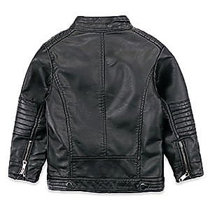 LJYH Boys, Little Kid Leather Jackets New Spring Children Collar Motorcycle Faux Leather Zipper Coats 4/5yrs (110)