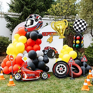 Car Race Balloons Race Car Party Decorations Helmets Tires Racer Balloons for Man Boy Kid Race Car Theme Party Two Fast Birthday Decorations Baby Shower Supplies (Race 1)