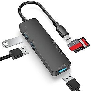 USB C Hub, 5 in 1 USB Type C Hub Adapter to 1 USB 3.0 Port/ 2 USB 2.0 Ports and SD/TF Card Reader for PC, Laptop, MacBook, and Smartphones