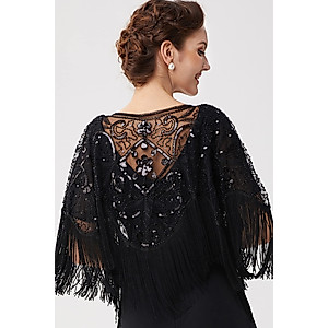 BABEYOND 1920s Shawl Wraps Gatsby Beaded Evening Cape Bridal Shawl for Evening Dresses Wedding Party