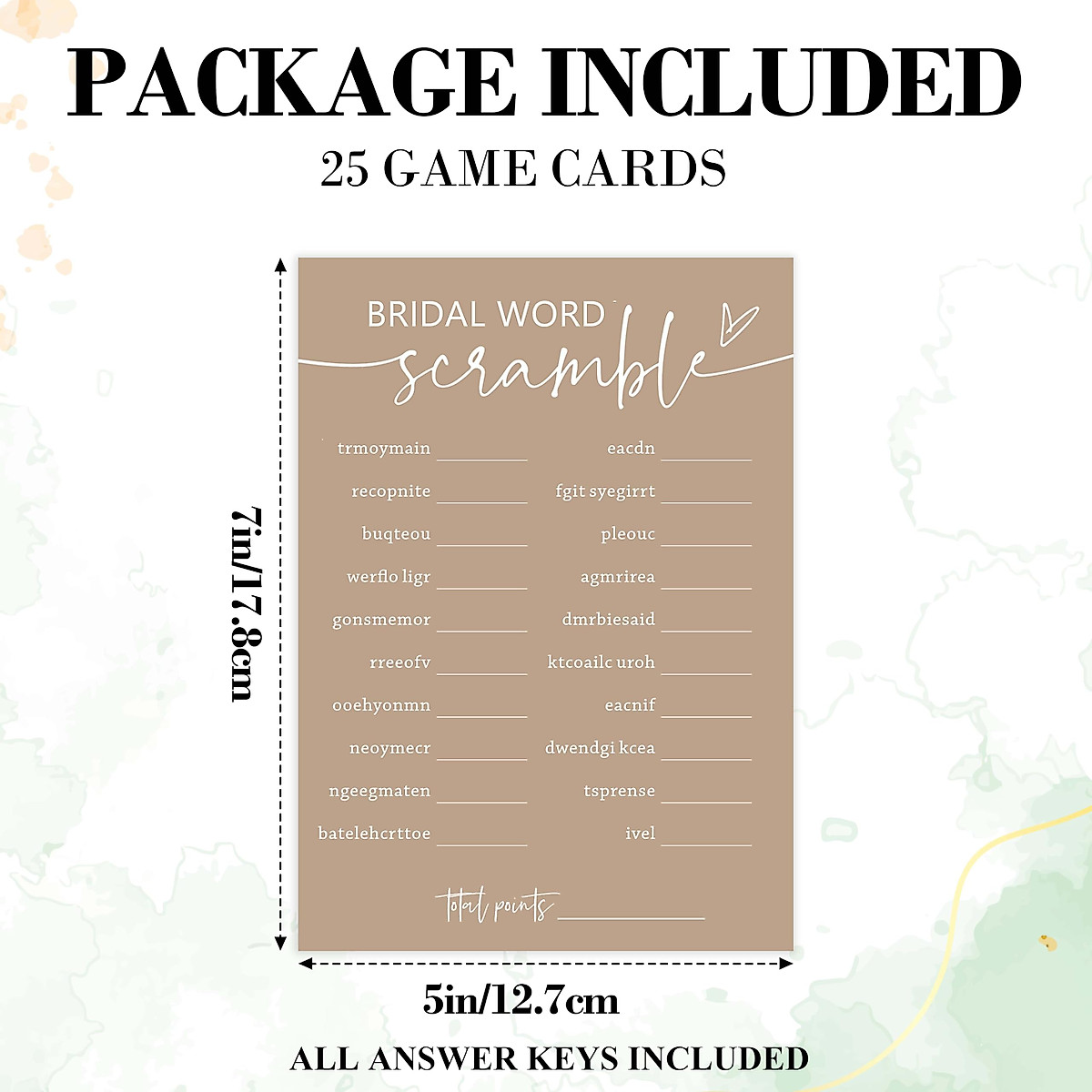 ZIIUFRN Bridal Shower Games, Bridal Word Scramble, 5x7 Inches, Fun and Hilarious Games for Bridal Shower, Wedding Shower, Bachelorette Party Decorations Supplies -B14