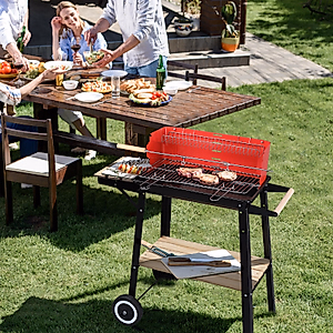 Charcoal Grill Outdoor With Side Tables, Barbecue Grill Backyard Griller Party Bbq Picnic Patio Cooking Charcoal Bbq for Wedding Gift 33.46"L x 16.54"W x33.86"H