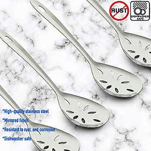 Ram Pro Stainless Steel Slotted Serving Spoon Mirror Finish Perfect for Buffets and Family Style Dinners Features Handle with Hole for Easy Hanging (Pack of 2)