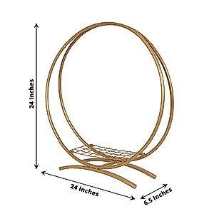 Efavormart 24" Gold Metal Double Frame Hoop Flower Table Centerpiece, Wedding Cake Display Stand