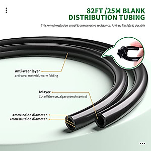 Drip Irrigation Kit Garden Irrigation System with Distribution Tubing Hose Adjustable Nozzles 82FT 1/4" Blank Distribution Hose Automatic Watering Drip Kit Irrigation Kit for Garden Indoor Plants