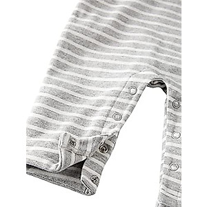 little planet by carter's unisex-baby Terry Jumpsuit made with Organic Cotton, Grey Stripes, 18 Months