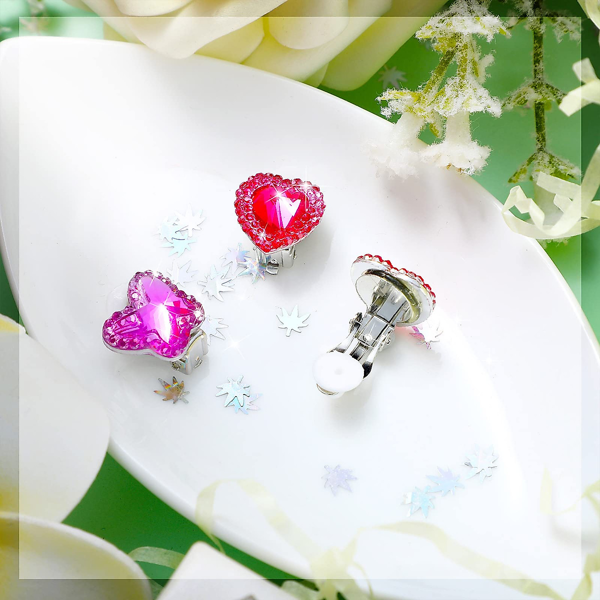 Hicarer 9 Pairs Girls Clip-on Earrings Pretend Princess Play Earrings Jewelry Set (Style 1)