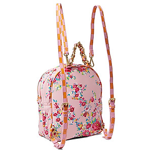 Betsey Johnson Women's Quilted Midi Backpack, Pink Floral, One Size
