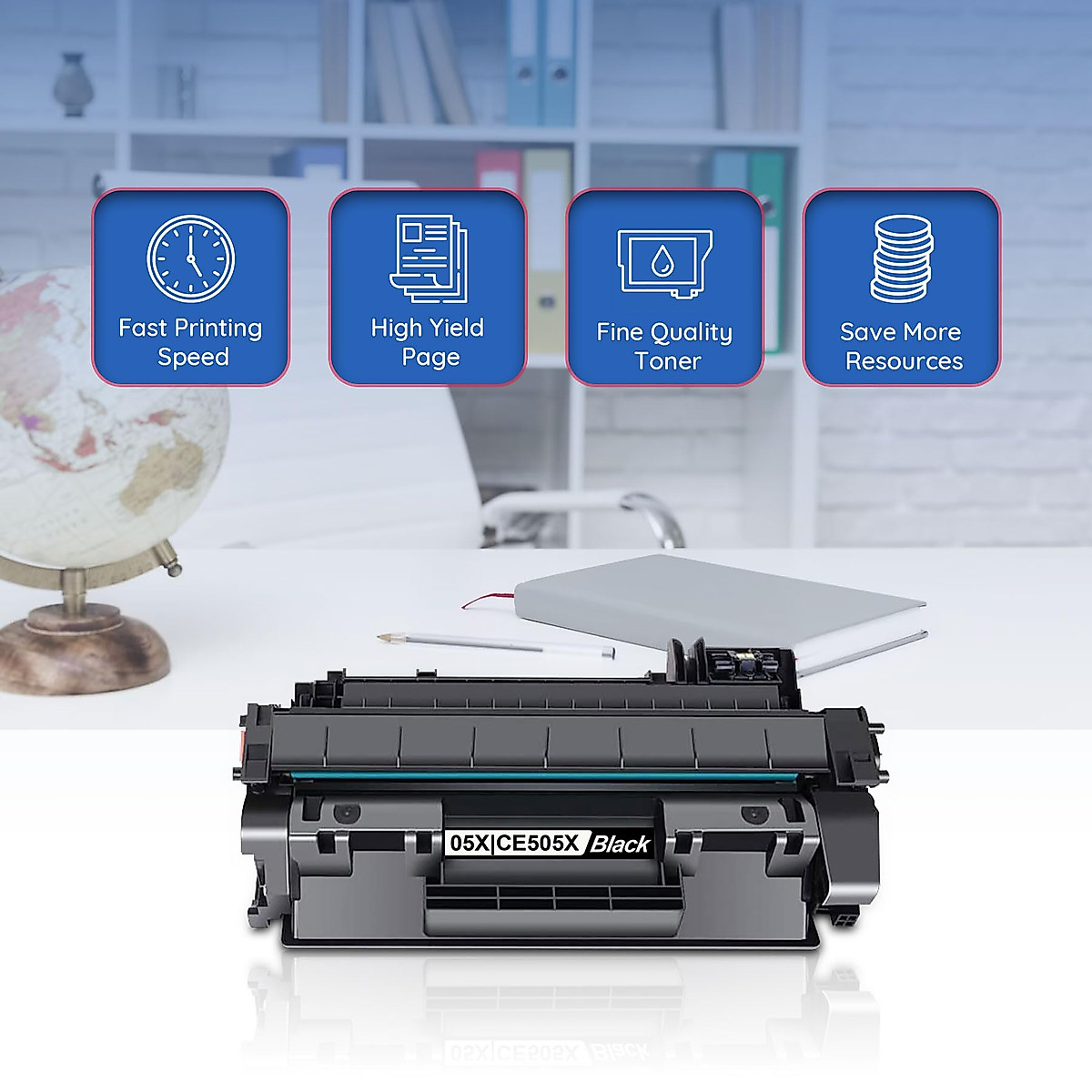 CE505X 05X Black High Yield Toner Cartridge with Chip 3 Pack, 05X Black Toner Cartridge Replacement for HP 05X CE505X Toner 05A CE505A Compatible with Laser P2055, P2055d, P2055dn, P2055x Printer