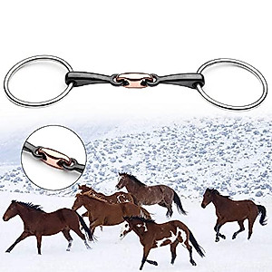 N/A 125mm Elastic Ring Horse Bridle D-Ring Stainless Steel Copper Roller Equestrian Accessories
