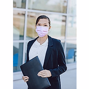 Healthy Shield 50pcs Disposable 3-Ply Safety Face Mask, Comfortable Ear Loop and Breathable, Non-Woven, Mouth Covers, Nose Clip, perfect for Adult, Men, Women, Home, Office, Indoor, Outdoor. - Pink