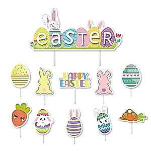 Easter Party Balloon Set - Easter Happy Banner, Easter Egg Bunny Balloon, Easter Cake Tag,Easter Party Supplies (34 Pieces)