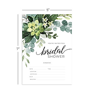 Lush Greenery Fill In The Blank Bridal Shower Invitation / 25 Floral Bridal Shower Invitations With Envelopes / 5" x 7" Bride To Be Flat Invite Cards/Made In The USA