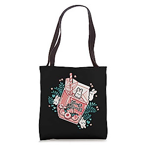 90s Japanese Kawaii Peach Milk Juice Aesthetic Tote Bag