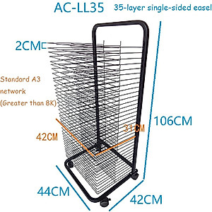 Art Drying Rack, 25-Tier Mobile Clothes Rack with Wire Rack for Artwork, Drying and Printing Rack, Protect Artwork While Drying, Great for Schools and Art Clubs