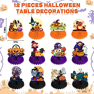 12 Pack Halloween Honeycomb Centerpieces Table Decorations,Pumpkin Ghost Witch Cat Tombstone and More Halloween Elements for Halloween Party Favors Supplies,Cute Party Home Room Table Desk Decor