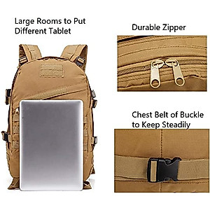 WIGGINOUT Tactical Backpack Military Large Army Daypacks (khaki)