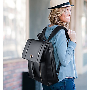 ESTARER Women PU Backpack 15.6inch Laptop Vintage College School Rucksack Bag