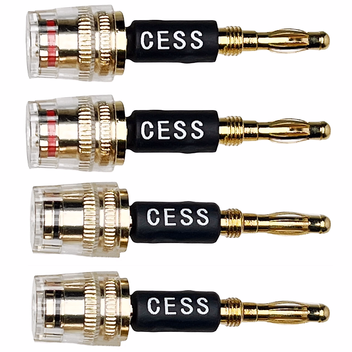 CNCESS CESS-187 Banana Plug Connect to Spade Fork Plug Speaker Cable Adapter, 4 Pack