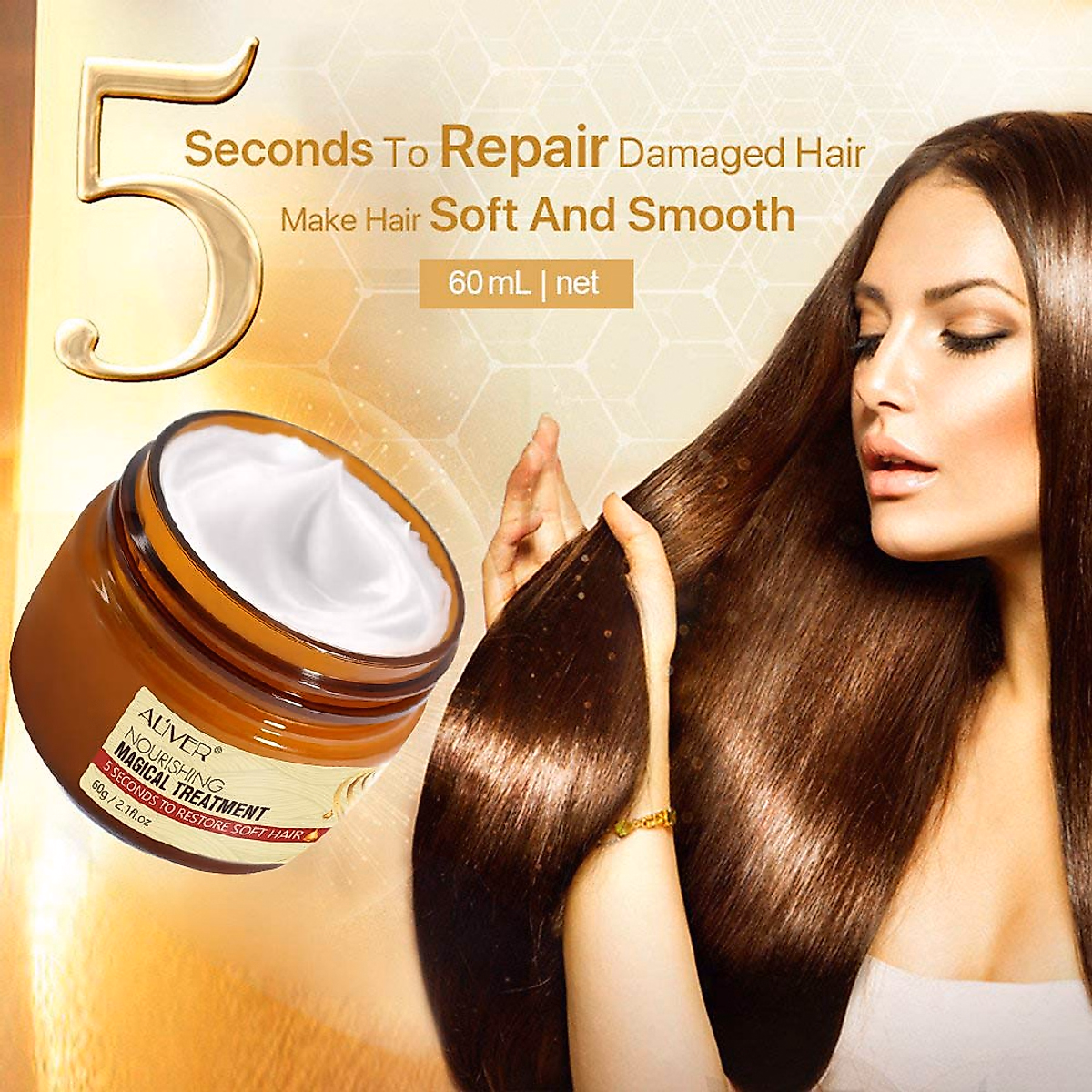 NIFEISHI Magical Keratin Hair Treatment Oil, 2pcs Advanced Molecular Hair Roots Professtional Hair Conditioner, 5 Seconds to Restore Soft Hair, Deep Suitable for Dry & Damaged Hair-60ml