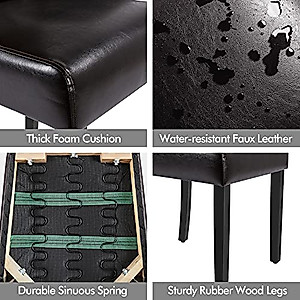 Yaheetech Dining Chairs with Waterproof Leather Surface and Rubber Wood Legs Modern Style Tufted for Kitchen Living Room Bedroom Lounge, Set of 2, Brown