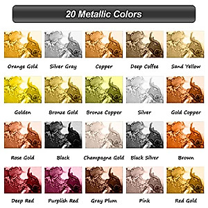Metallic Alcohol Ink Set - 20 Metal Colors, Concentrated Alcohol-Based Ink, Epoxy Resin Paint Dye for Resin Coasters, Acrylic Painting, Tumbler Making,10 ml Each