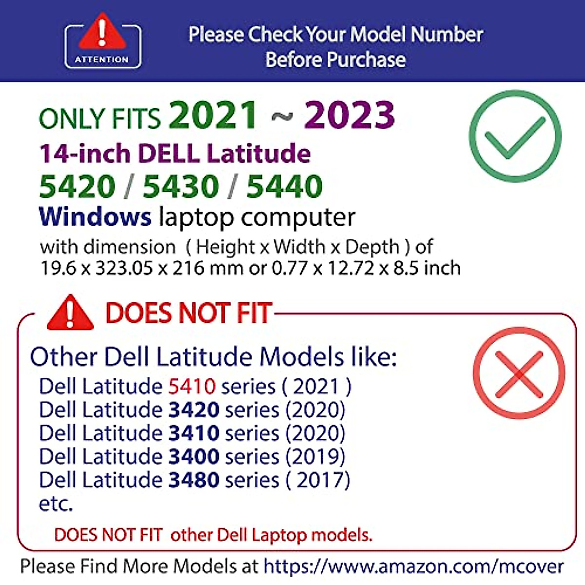 mCover Case Compatible ONLY for 2021～2023 14" Dell Latitude 5420 5430 5440 Windows Notebook Computer (NOT Fitting Any Other Dell Models) - Purple