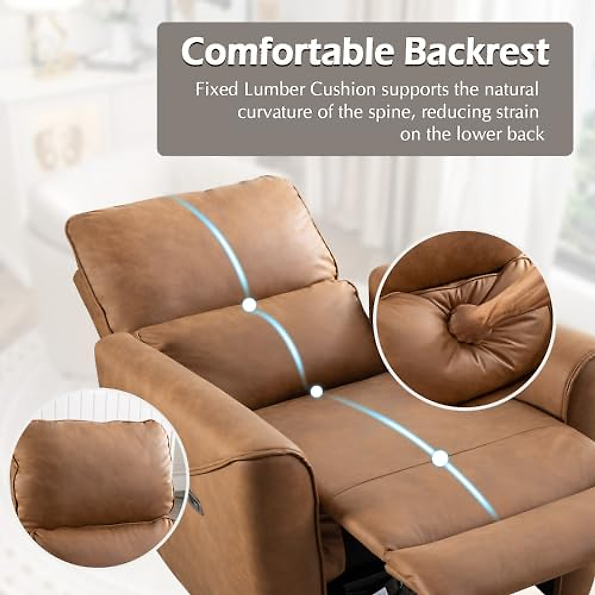 INZOY Power Recliner Swivel Glider, Electric Swivel Rocker Recliners with Lumbar Support, Leathaire Nursery Rocking Recliner Chair Reclining Sofa for Living Room, Brown