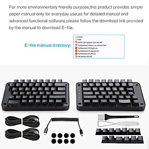 Koolertron Programmable Split Mechanical Keyboard, All 89 Keys Programmable Ergonomic Keypad with OEM Gateron Black Switch, 8 Macro Keys - [SMKD62] Black (OEM Switch White Backlit)
