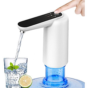 Vshinic Water Bottle Dispenser, Water Bottle Pump for 5 Gallon Bottle with TDS Water Quality Tester, USB Charging Automatic Drinking Water Jug Pump for Home,Office, Camping ect (White)