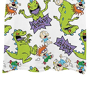 Nickelodeon Mens Rugrats Reptar Shirt - Rugrats Reptar Chuckie Tommy Allover Print T-Shirt (White, Large)