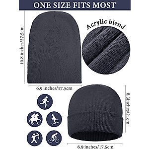Geyoga 6 Pieces Warm Knitted Cuffed Beanie Hats Winter Cuff Skull Cap Men Women(Classic Colors)