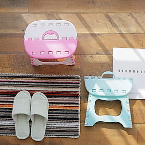 NDNCZDHC Plastic Step Stool, Folding Step Stools for Adults, Portable Step Stool for Kitchen, Small Stools to Sit On,10x7.67x7.5inch(Pink)