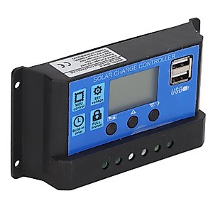 Solar Controller, Solar Battery Regulator 50V Maximum PV Voltage LCD Display PWM Control for Home