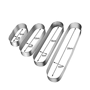 Long Oval Mousse Ring Mold, Stainless Steel Baking Tiramisu Mold Mini Cookie Cutters, DIY Cake Mould for Kitchen Baking Cakes Dessert Pies(120mm)